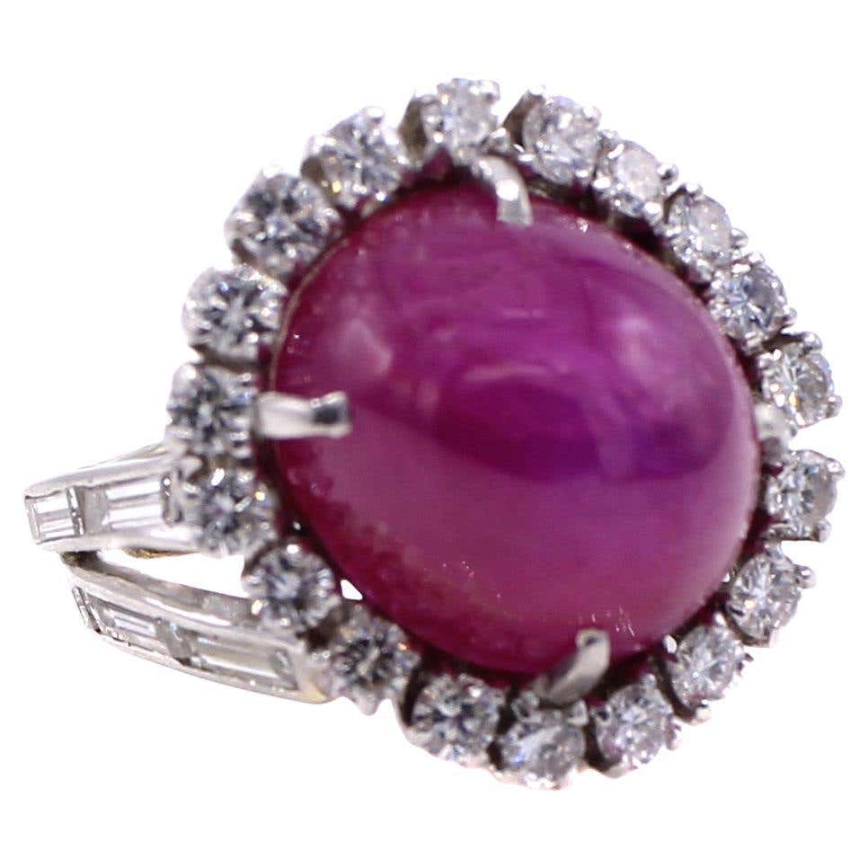 1960s Star Ruby Diamond Platinum Cocktail Ring – Rive Gauche Jewelry